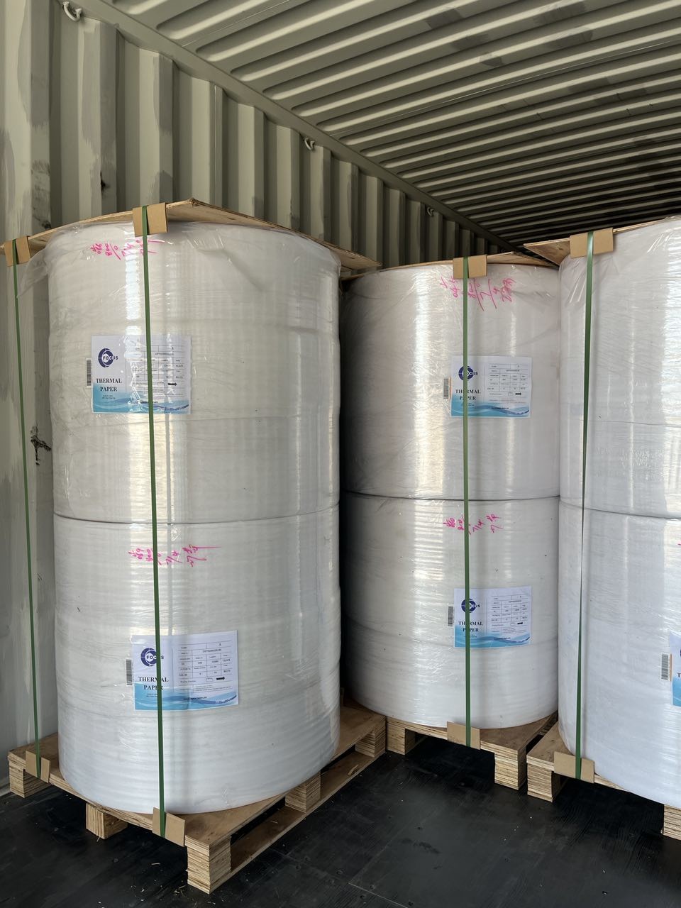 70GSM 80GSM Thermal Card Machine Rolls 1035mm Jumbo 2 Ply Thermal Till ...